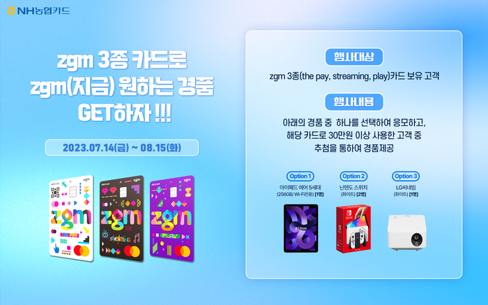 NH농협카드, ‘zgm.’카드 고객 경품 증정 이벤트